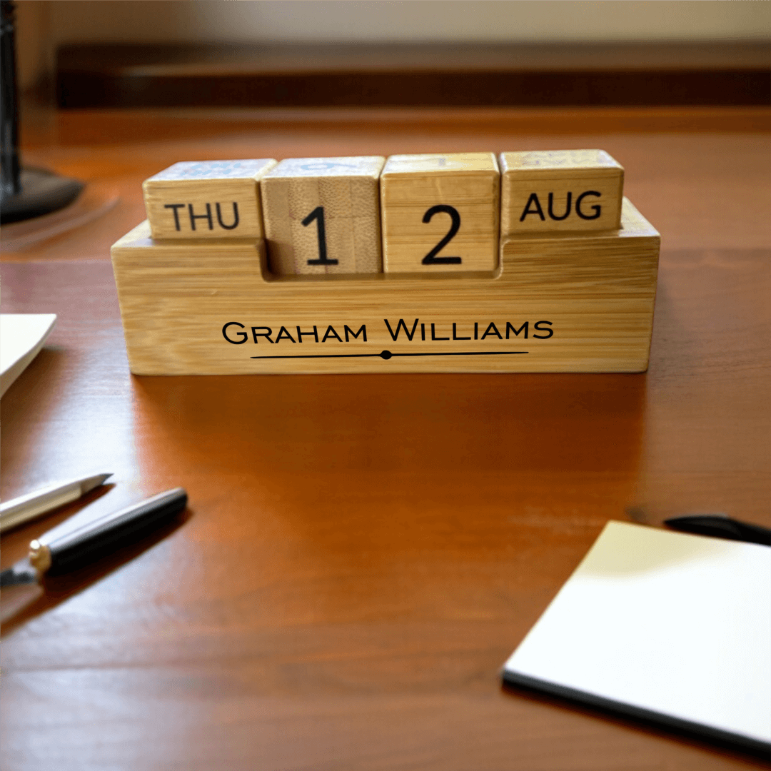 Wooden Desk Calendar Name - Chain Valley Gifts