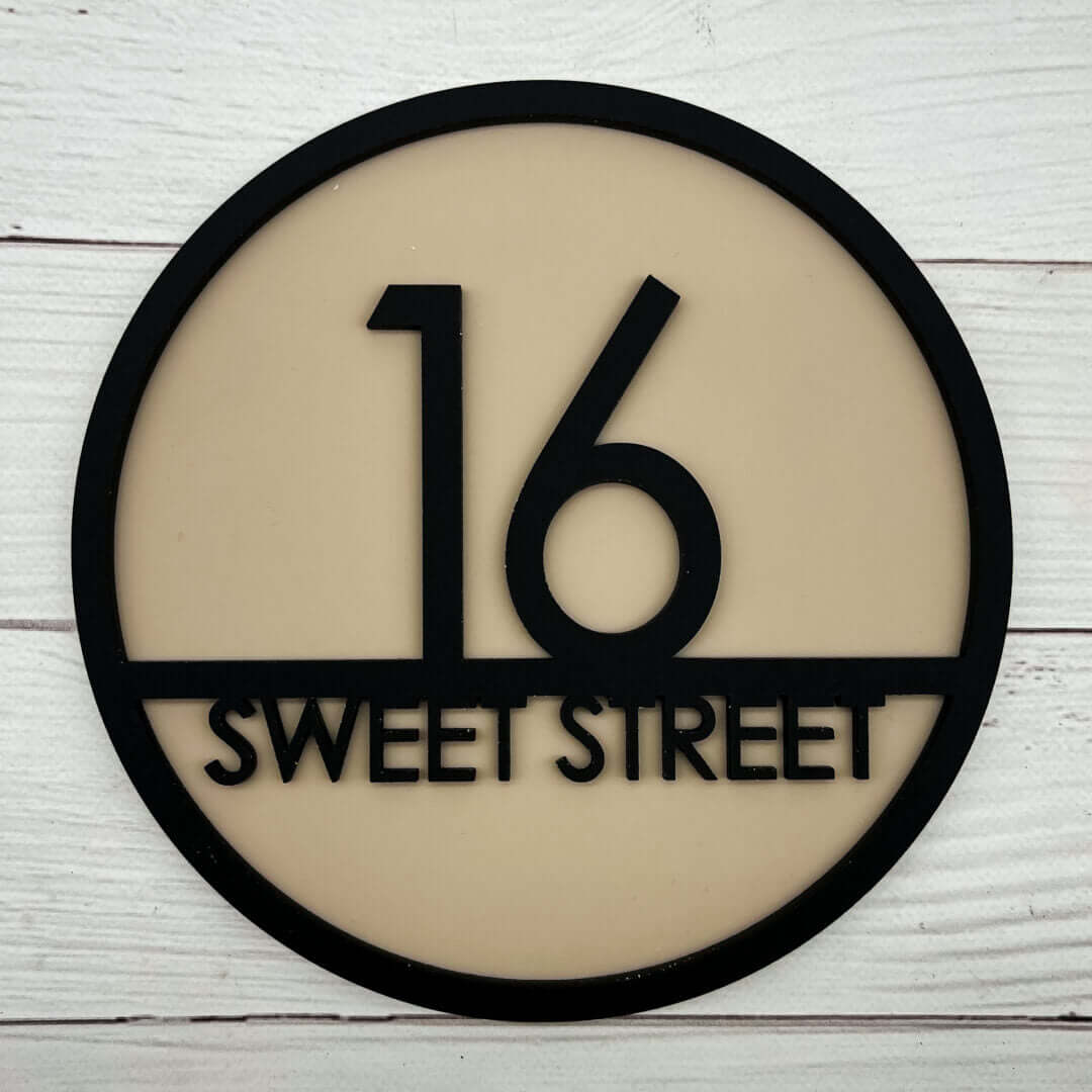 3D Thin Round Street Number Sign - Chain Valley Gifts