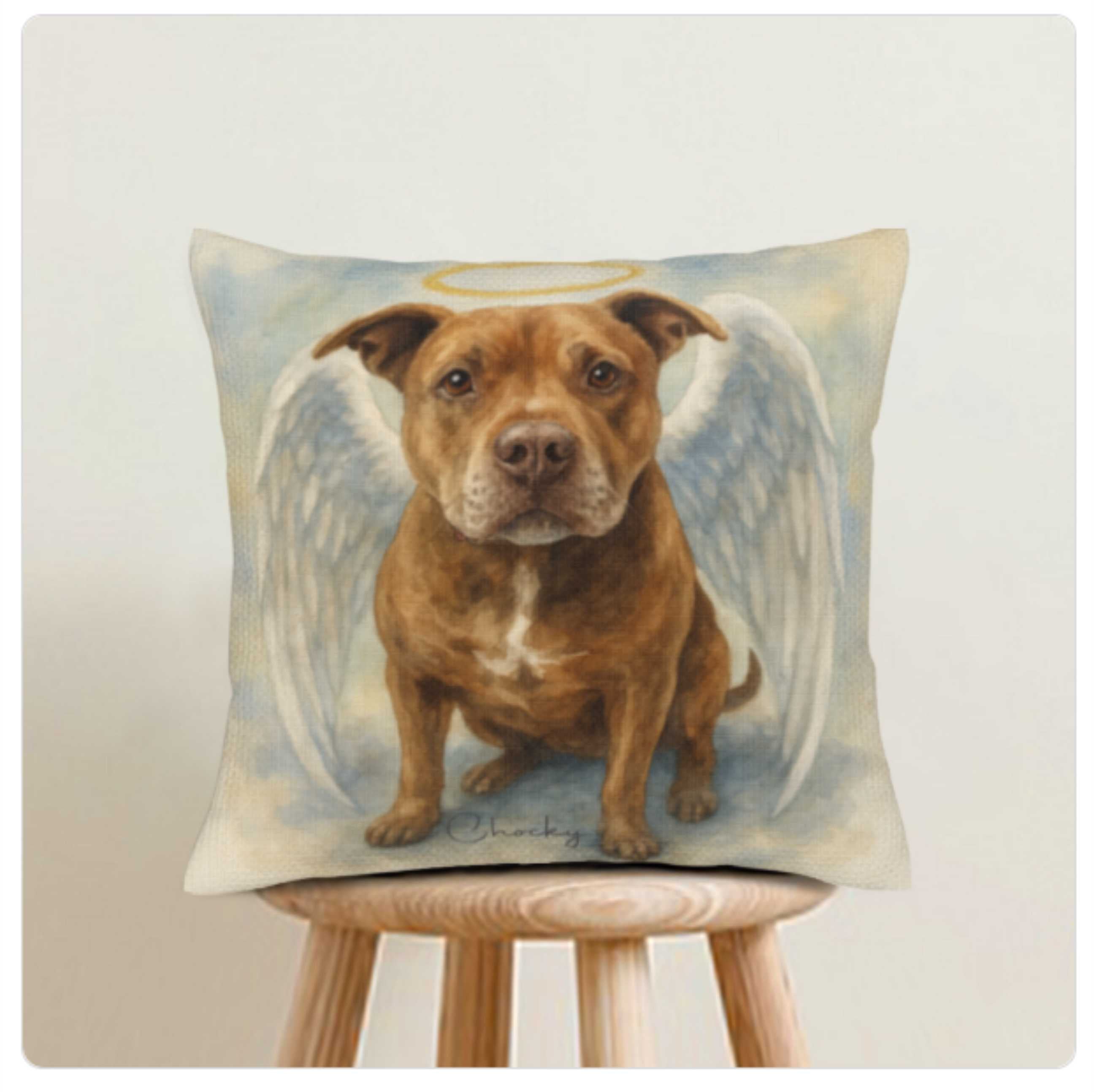 Dog Memorial Cushion - Halo & Wings – Chain Valley Gifts