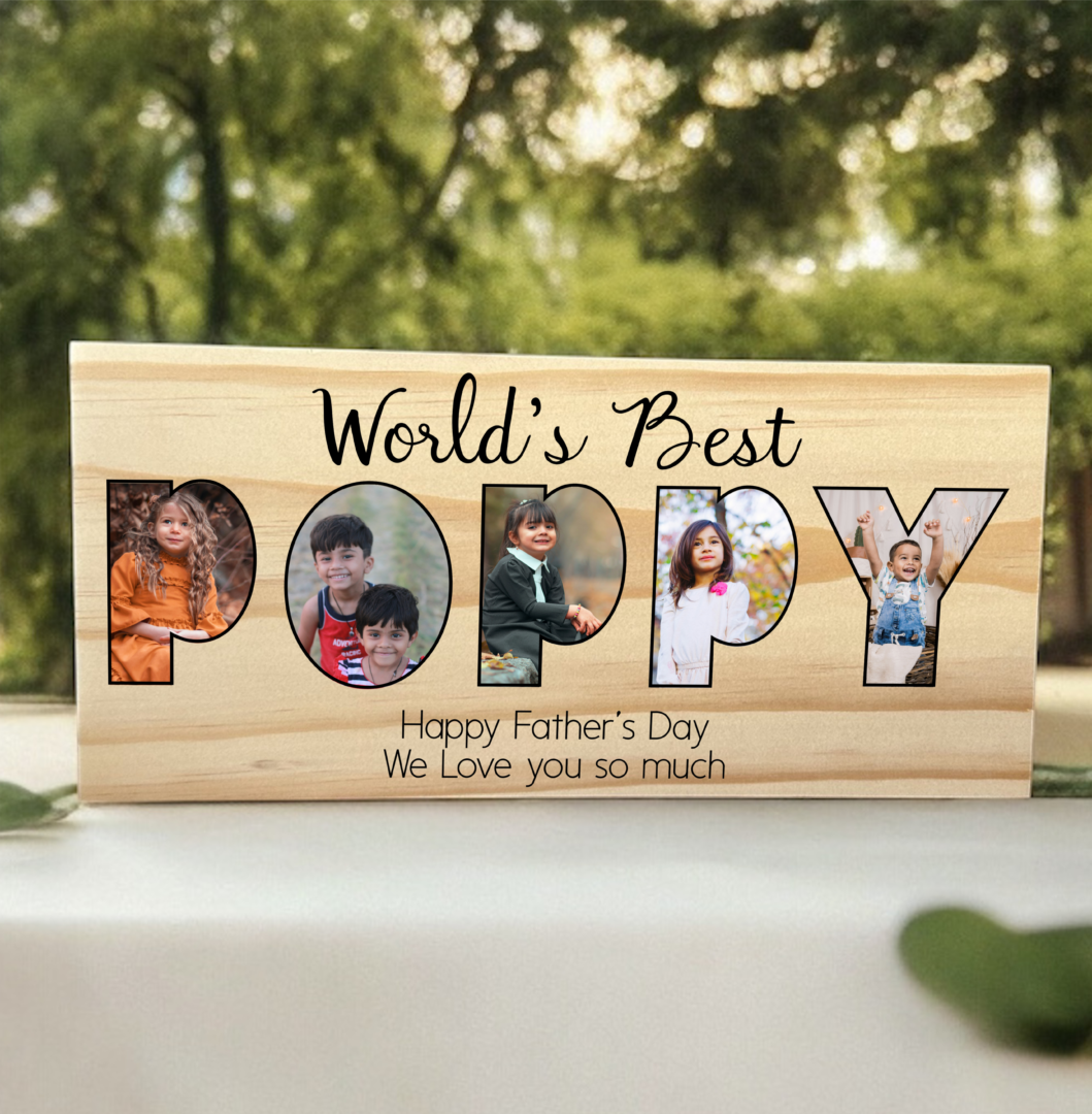 Personalised Best Poppy Photo Block | Pine Keepsake | Australia – Chain ...